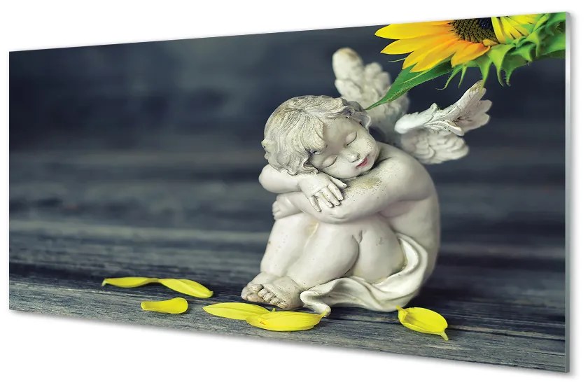 Obraz na skle Spací anděla slunečnice 125x50 cm
