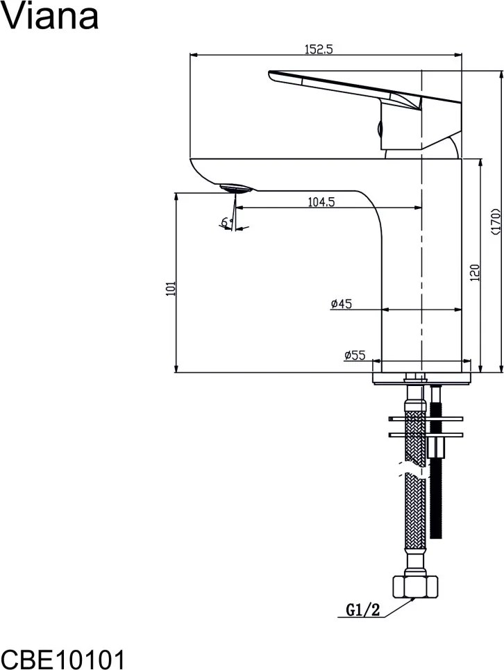 Mereo Mereo, Umyvadlová stojánková baterie, Viana, s clic-clac CH03VS, chrom, CBE10104C