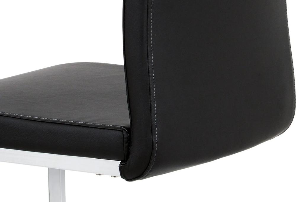 Jídelní židle DCL-411 BK, černá koženka, chrom