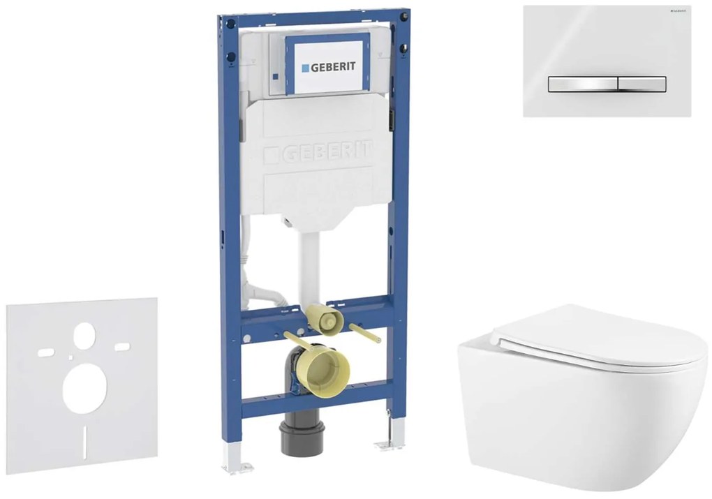 Geberit Duofix - Set předstěnové instalace, klozetu Gaia a sedátka softclose, tlačítko Sigma50, chrom/alpská bílá SANI11CA3141B