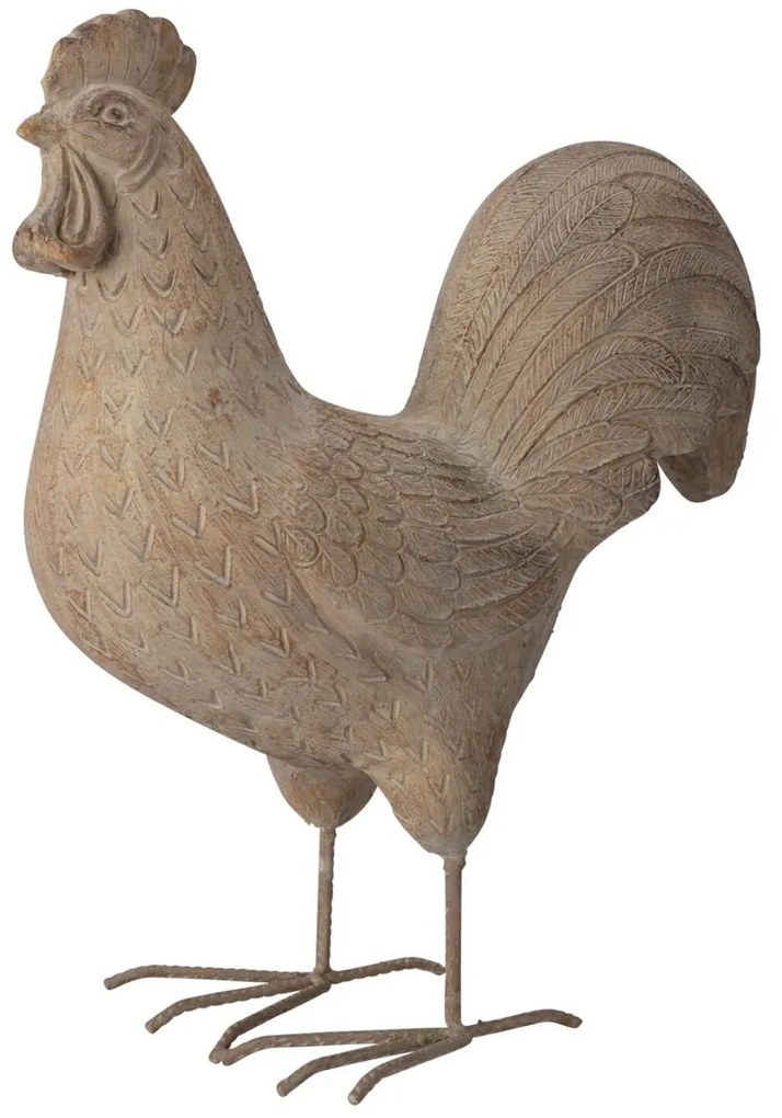 Zahradní figurka z hořčíkové pryskyřice Chicken 2, 40 cm, béžová
