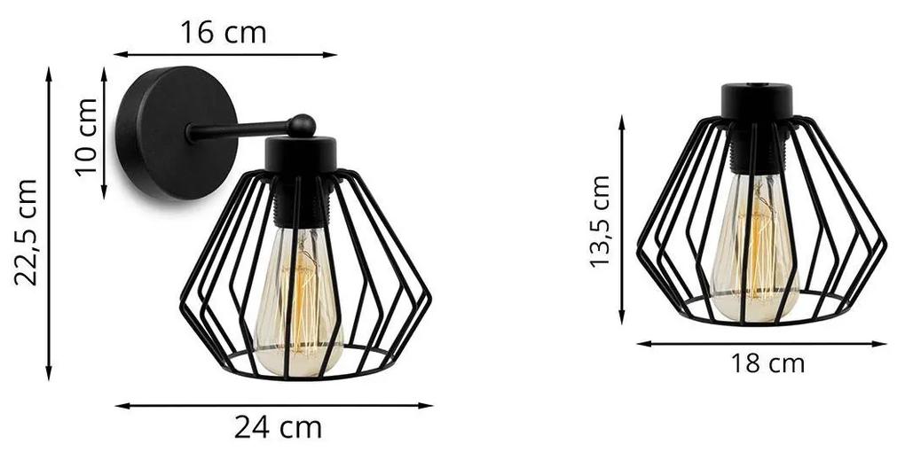 Nástěnné svítidlo Nuvola 3, 1x černé drátěné stínítko