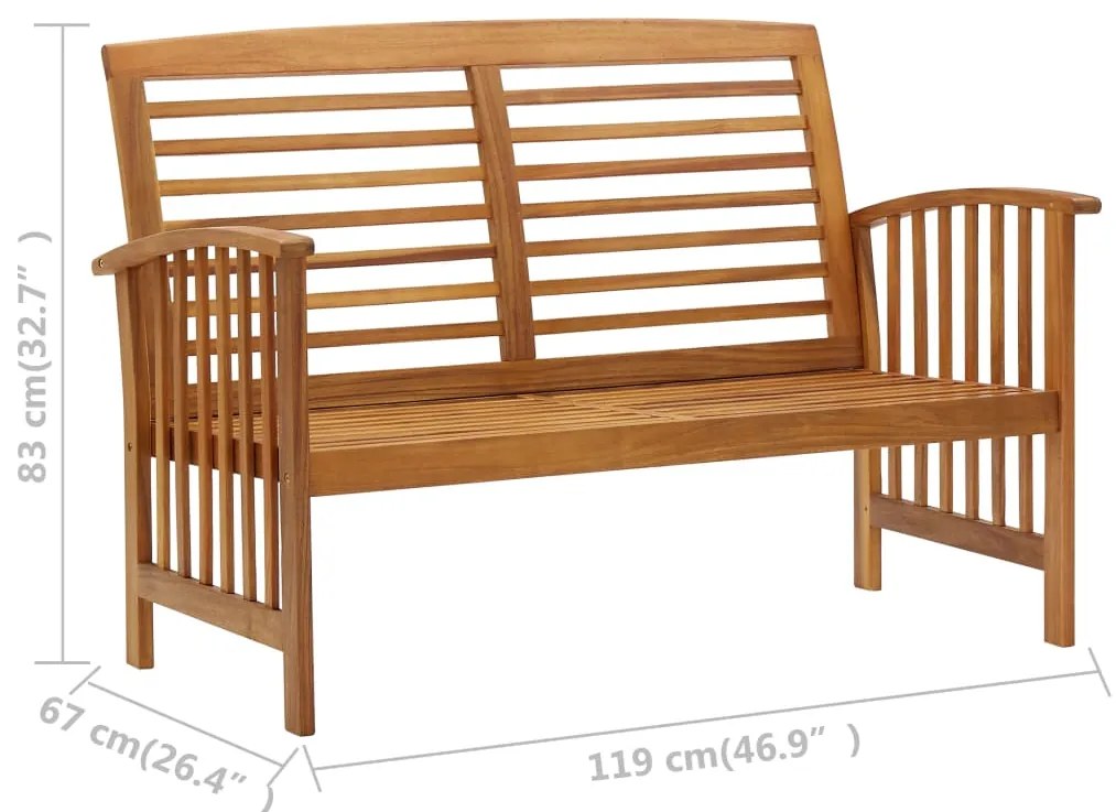 vidaXL Marketos Zahradní lavice 119 cm masivní akáciové dřevo