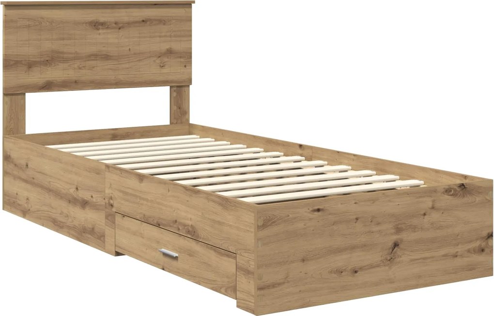 Rám postele s čelo Dub artisan 90 x 190 cm Kompozitní dřevo 3410957