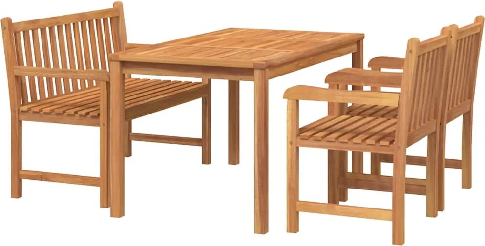 4dílný zahradní jídelní set masivní teakové dřevo 3157163
