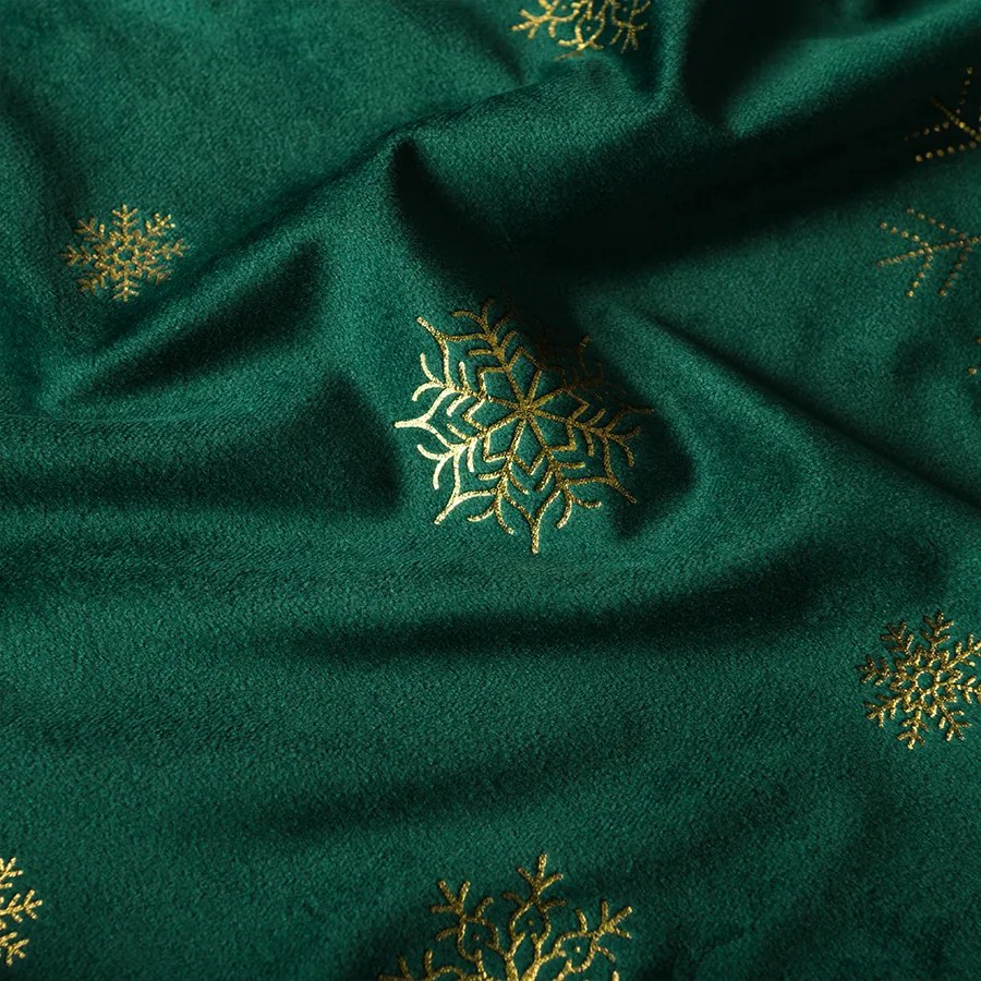 Vánoční ubrus na stůl SNOWFLAKE smaragdová/zlatá 85x85 cm Mybesthome