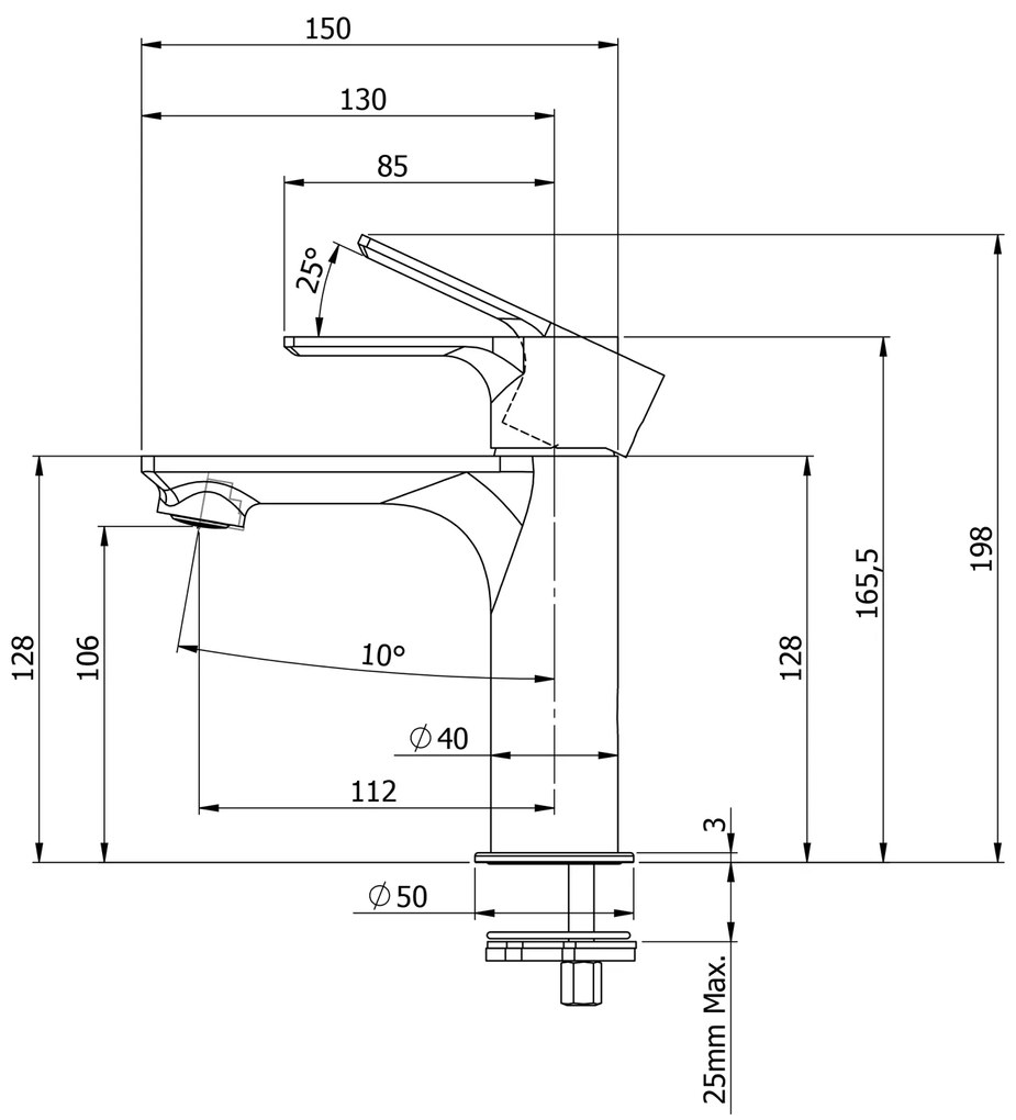 Sapho, PAX stojánková umyvadlová baterie bez výpusti, chrom, XA02