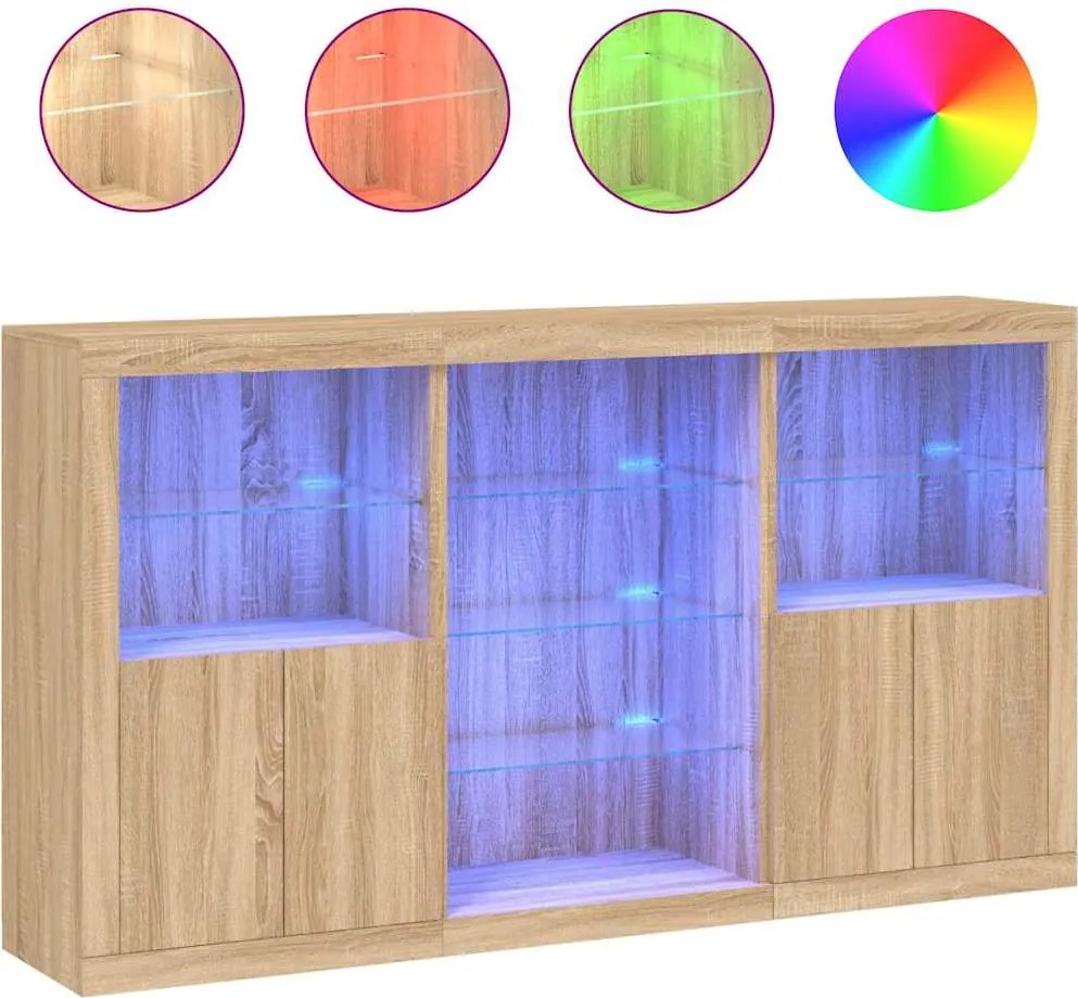 Příborník s LED osvětlením dub sonoma 181,5 x 37 x 100 cm 3209179