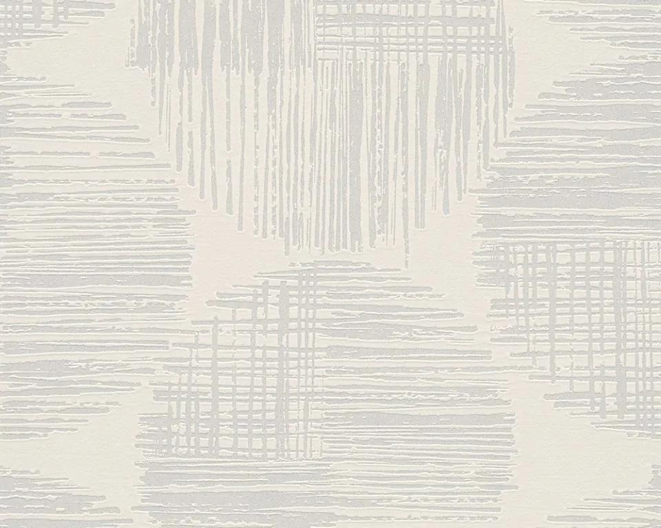Moderní vliesová tapeta geometrická bílá, metalická 30549-1 / Tapety na zeď 305491 Spot 3 AS (0,53 x 10,05 m) A.S.Création
