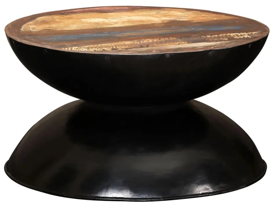 244900 vidaXL Konferenční stolek masivní recyklované dřevo černý 60x60x33 cm
