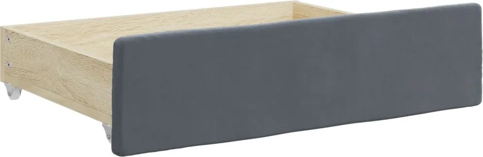Válenda s přistýlkou a zásuvkami tmavě šedá 80 x 200 cm samet 3197367