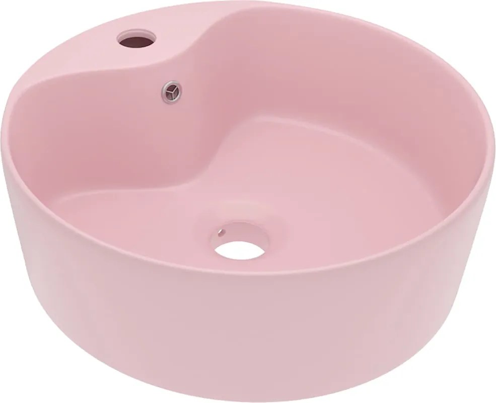 Luxusní umyvadlo s přepadem matné růžové 36 x 13 cm keramické 147032