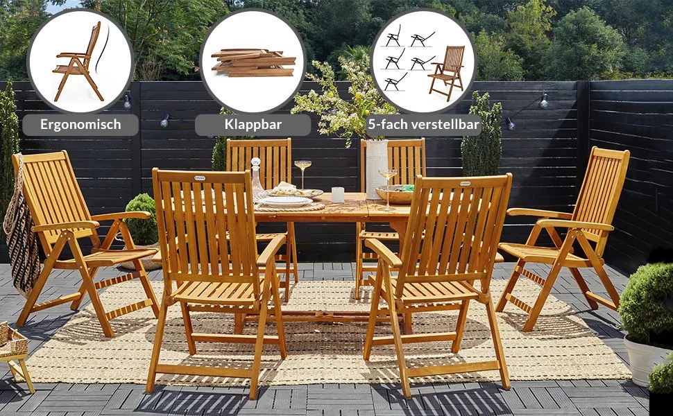 Skládací židle sada 2 ks ergonomické nastavitelný 5 polohy eukalyptus