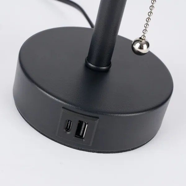Brilagi - Stolní lampa s USB portem TABLON 1xE27/25W/230V černá/bílá