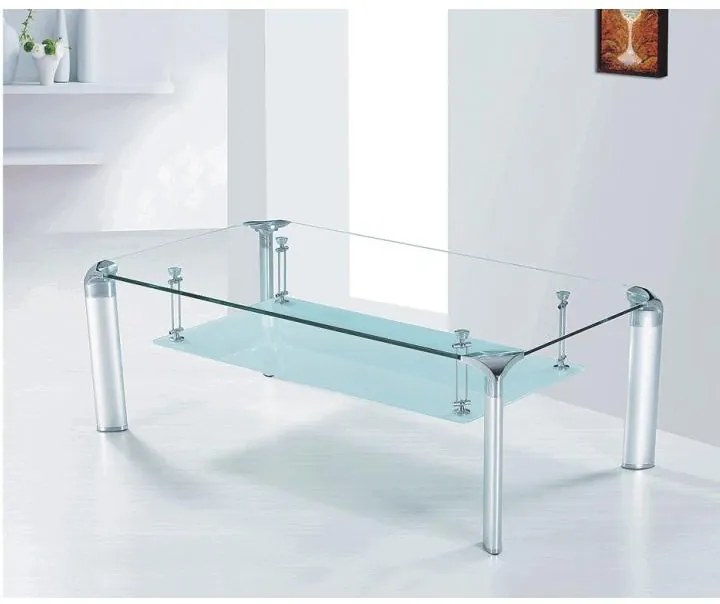 Konferenční stolek RICKY sklo / stříbrný Tempo Kondela
