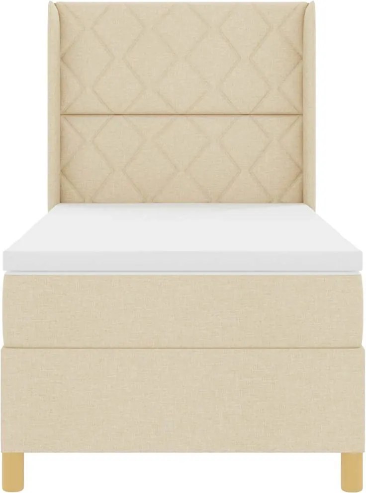 Postel s boxspringem s čelo Krémová 100 x 200 cm textil 3341887