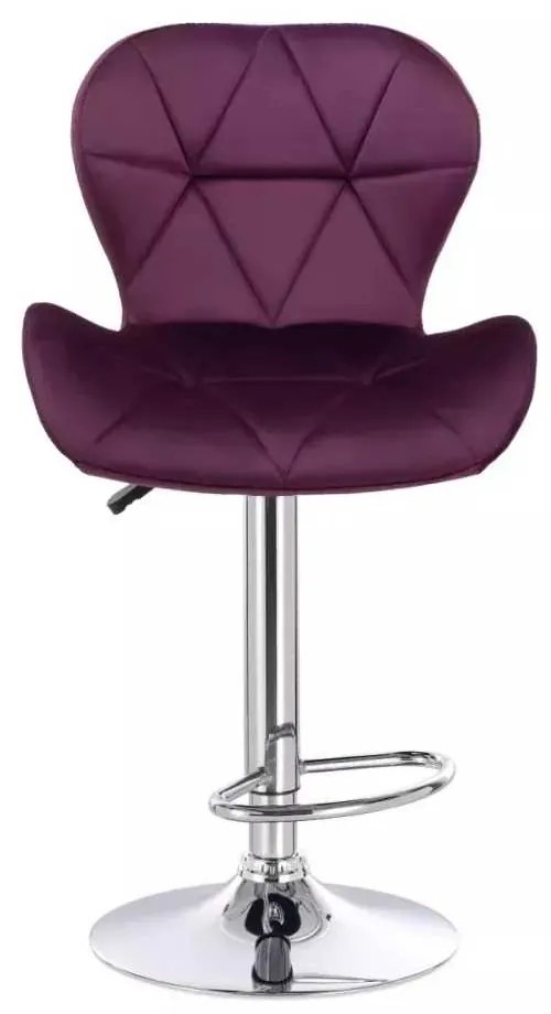 LuxuryForm DESIGN Barová židle LIVIO VELUR na stříbrné kulaté podstavě - fuchsie