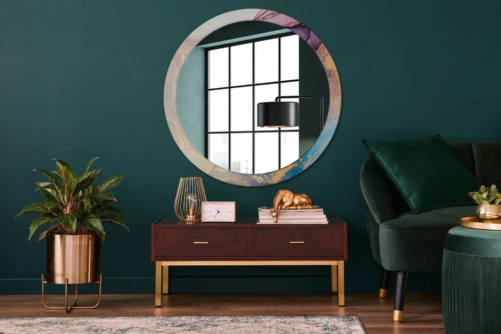Kulaté dekorativní zrcadlo na zeď Mramorový kámen fi 100 cm