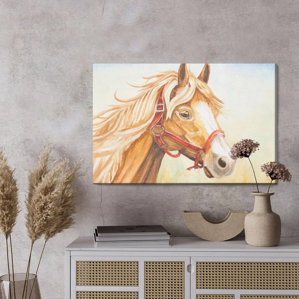 Obraz Kůň Malovaný Akvarelem Nedostatek Nedostatek Plátno Canvas 70x50