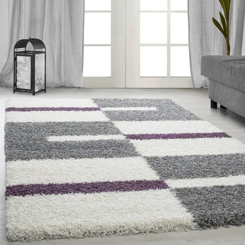 Ayyildiz Kusový koberec Shaggy Gala 2505 fialový vysoký vlas 060x110 cm |  BIANO