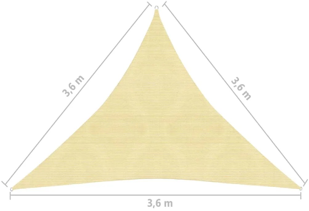 Plachta proti slunci z HDPE trojúhelníková 3,6x3,6x3,6 m béžová - Default Title