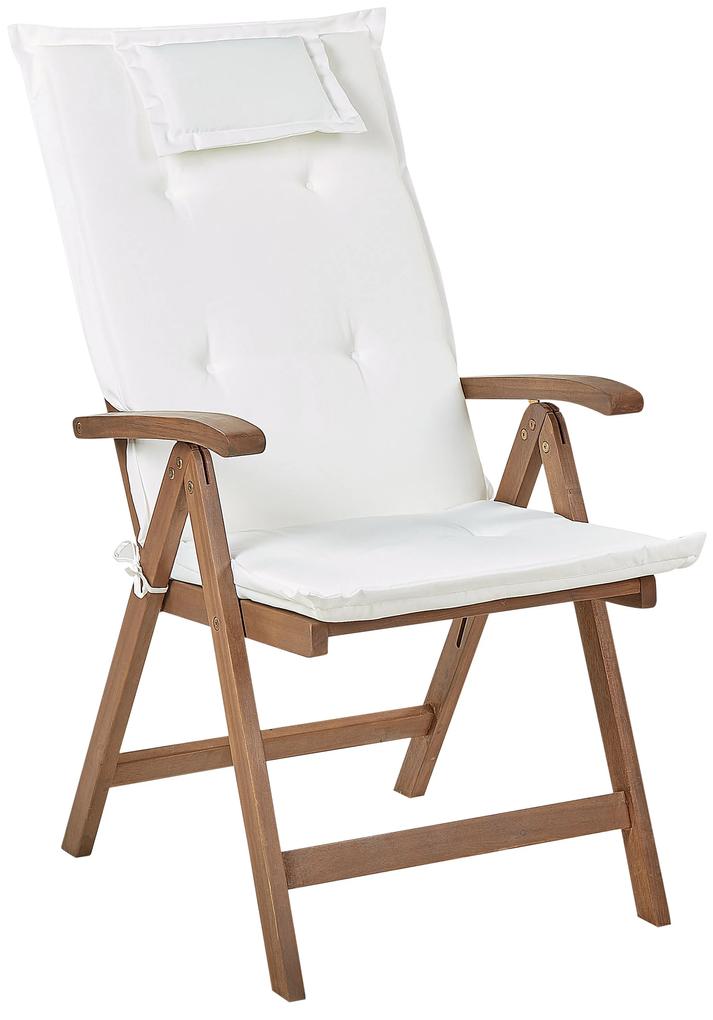 Sada 6 zahradních skládacích židlí z tmavého akáciového dřeva s krémově bílými polštáři AMANTEA Beliani