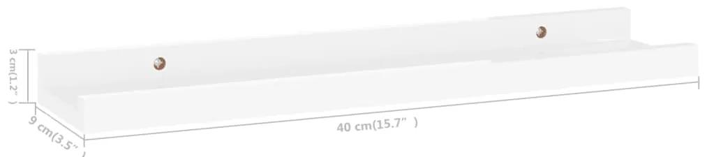 Nástěnné police 2 ks bílé s vysokým leskem 40 x 9 x 3 cm
