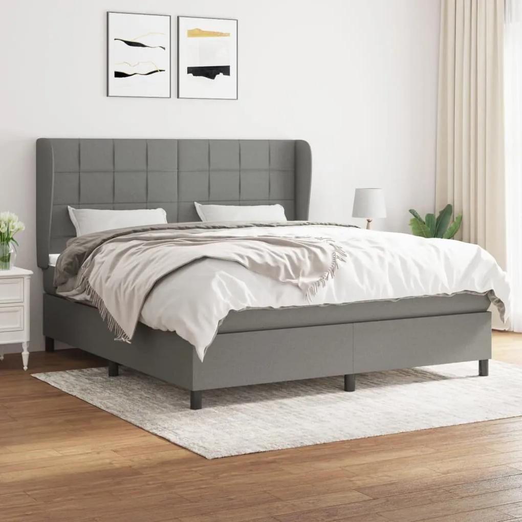 Box spring postel s matrací tmavě šedá 160x200 cm textil,  3127974