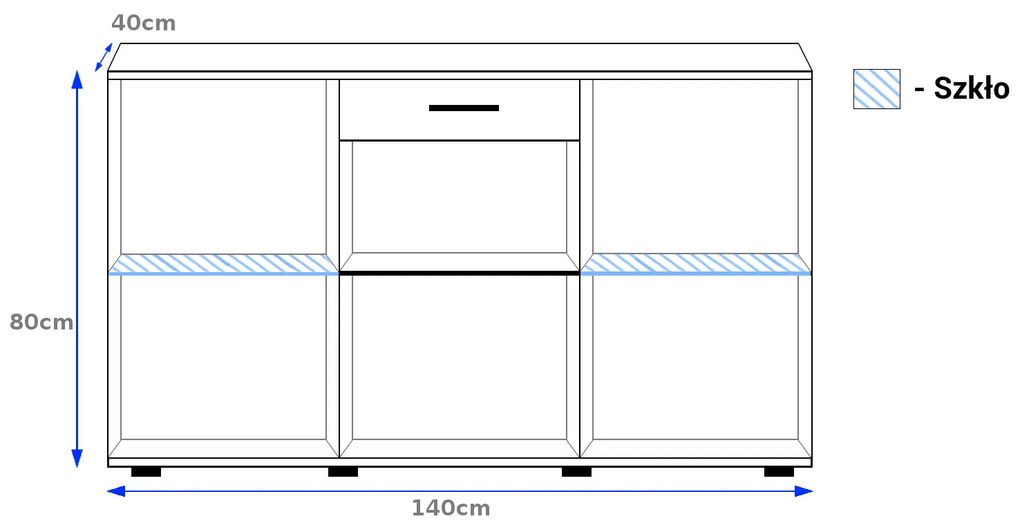 Moderní komoda SALSA Bílý - Bílý ( +409 Kč )