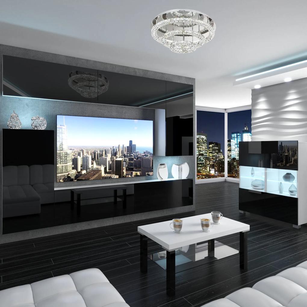 Obývací stěna Belini Premium Full Version  černý lesk + LED osvětlení Nexum 125