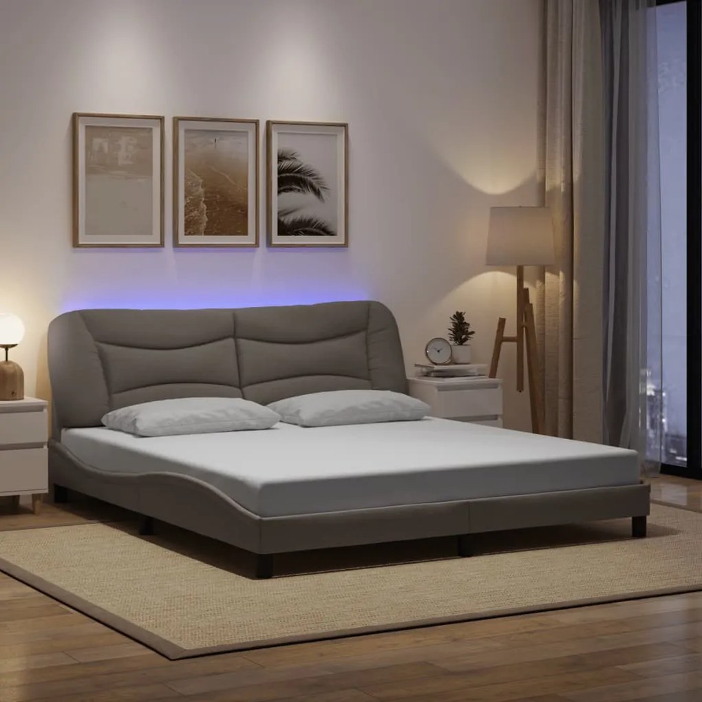 Rám postele s LED bez matrace Hvar Taupe 180x200 cm Látka 3213722
