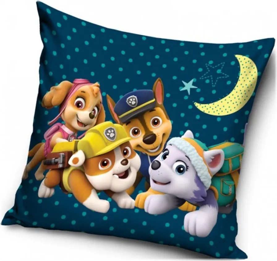 Velurový polštář Paw Patrol - Tlapková patrola - motiv Noční hlídka | 40 x 40 cm