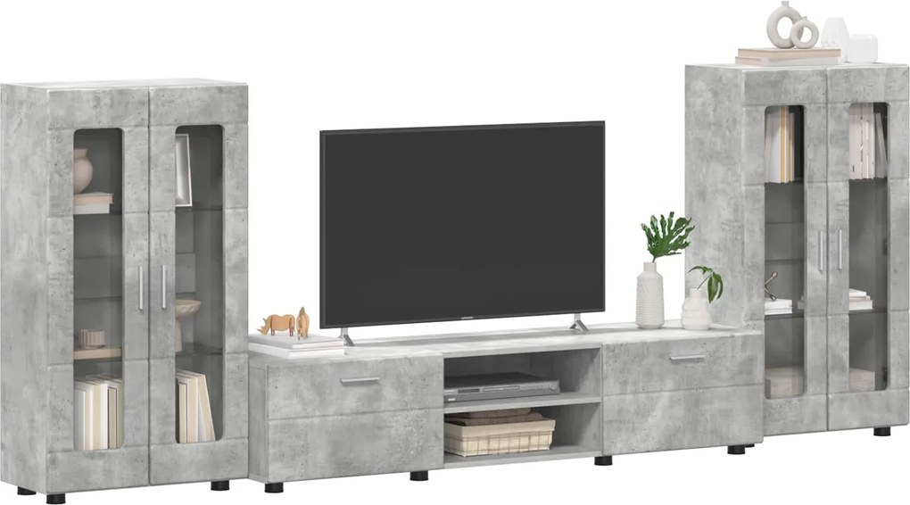 Sestava TV skříněk FLORIN 3 ks Betonově šedá Kompozitní dřevo 3397937