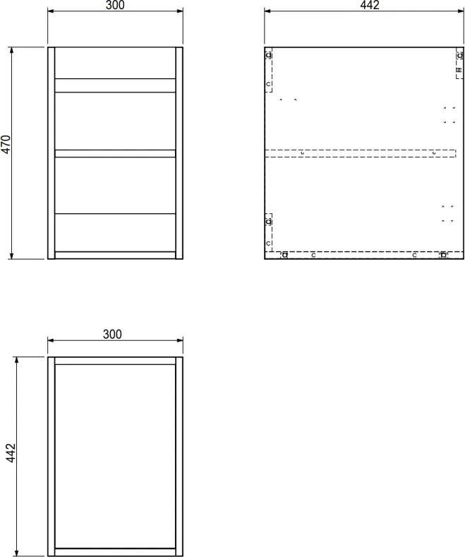 Mexen Rivel, koupelnová skříňka 30 cm, 1 dvířka, s drážkami, šedá matná, 91A21-03047-1-BF62