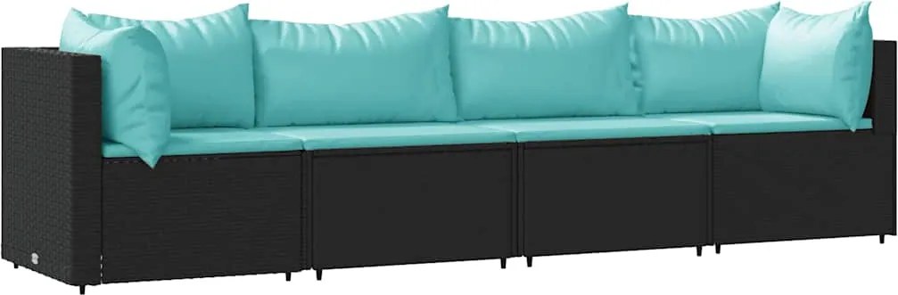 4dílná zahradní sedací souprava s poduškami černá polyratan 319800