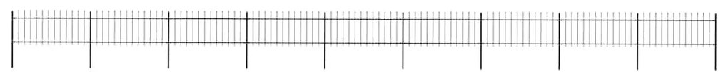 Zahradní plot s kopím nahoře ocelový 1506 x 80 cm černý 277610