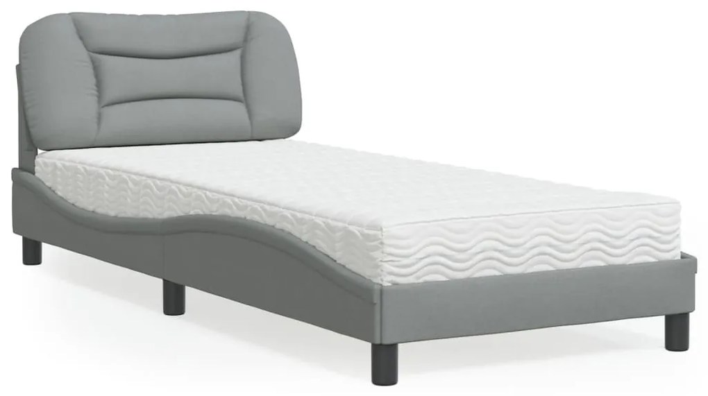 Postel s matrací Hvar světle šedá 90 x 200 cm textil 3208506