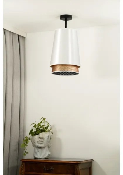 Duolla - Přisazený lustr BELL SHINY 1xE27/15W/230V pr. 25 cm bílá/měděná