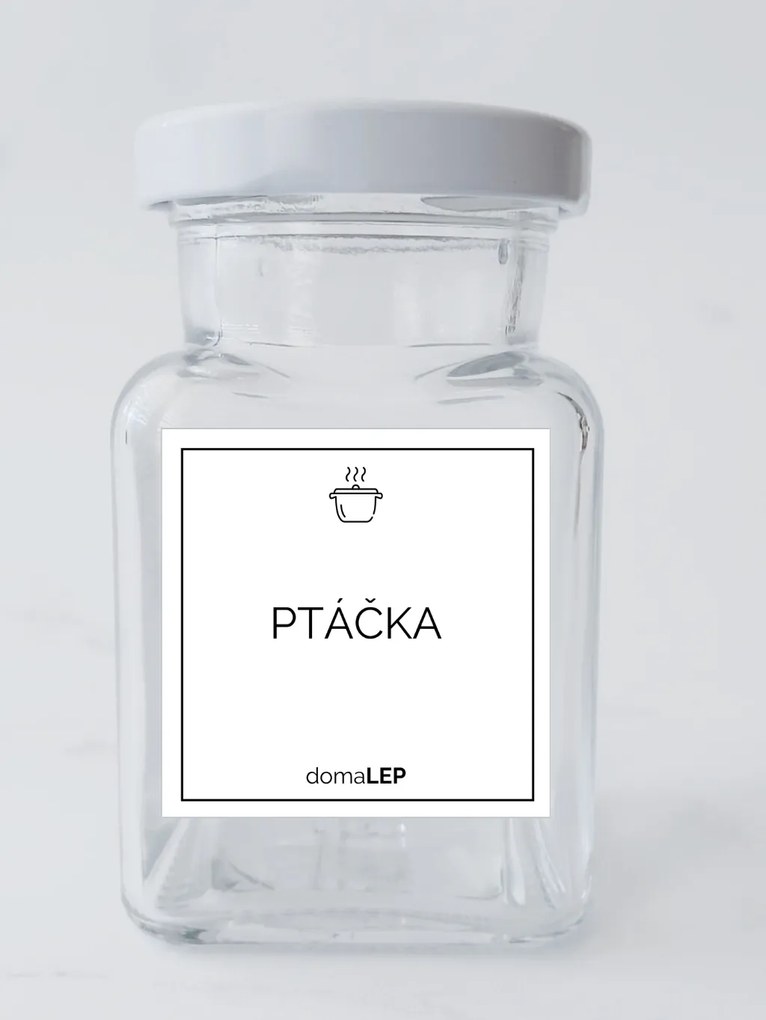 Samolepka na kořenky PTÁČKY bílá 5 × 5 cm základní písmo