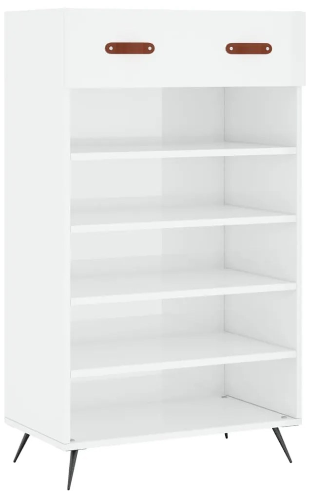 Botník bílý s vysokým leskem 60 x 35 x 105 cm kompozitní dřevo - Default Title