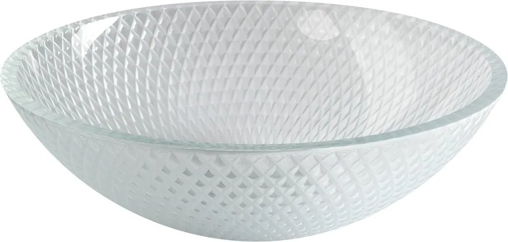 Sapho Sapho, PUKETA skleněné gravírované umyvadlo, průměr 42 cm, čirá, TY165