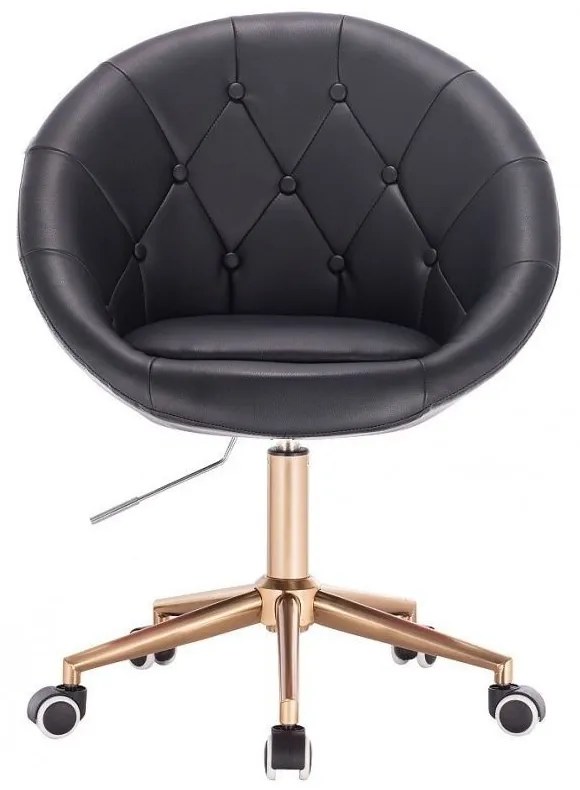 LuxuryForm DESIGN Křeslo VERA na zlaté podstavě s kolečky - černé