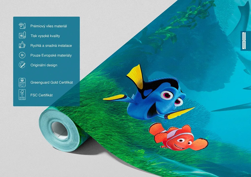 Dětská vliesová fototapeta na zed' Hledá se Nemo Bruce, Disney | 202 x 90 cm | DFTDNH 5314