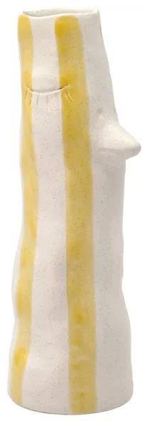 Villa Collection Kameninová váza se zobákem a řasami Styles 34 cm Yellow