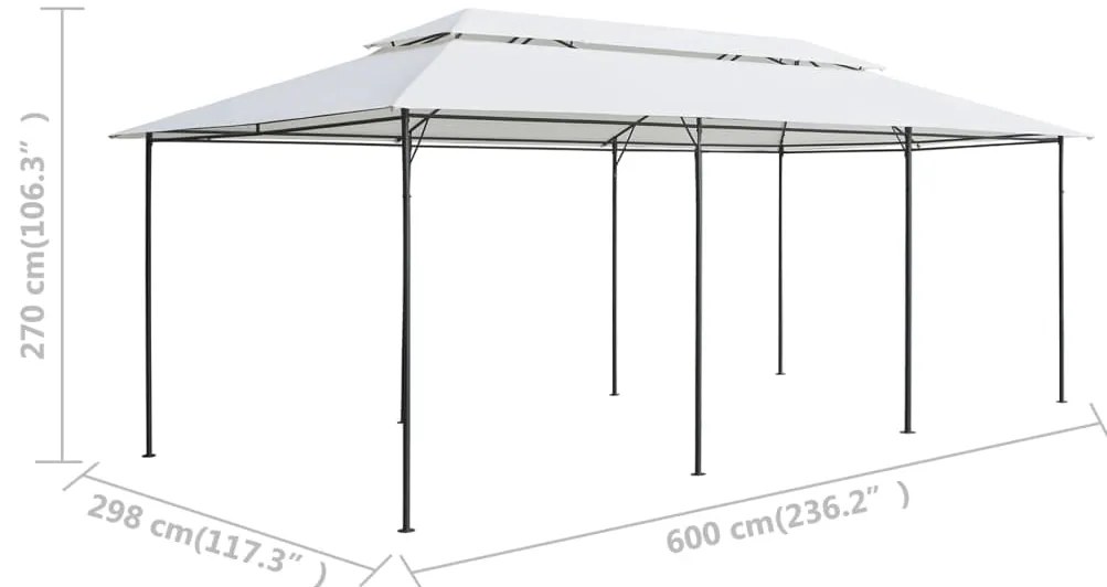 vidaXL Marketos Zahradní altán se závěsy 600 x 298 x 270 cm bílý 180 g/m²