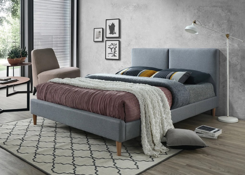 Čalouněná postel ACOMA 160 x 200 cm šedá Matrace: Bez matrace