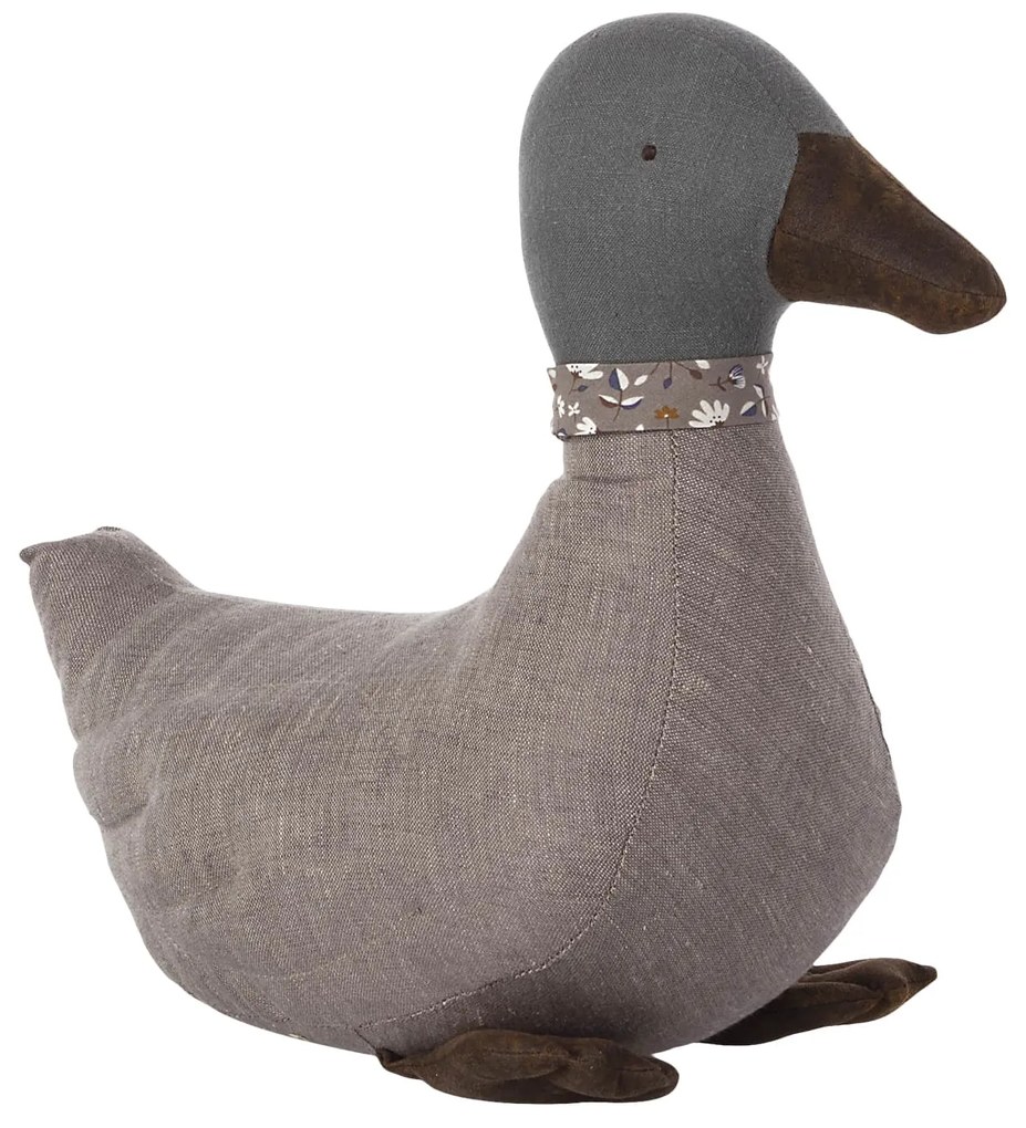 Maileg Lněný kačer Duck Boy, šedá barva, textil