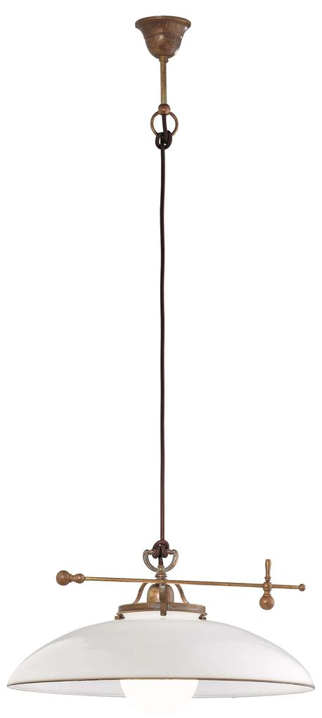 Il Fanale 080.10.OV Country, rustikální závěsné svítidlo z mosazi a benátského skla, 1x100W, prům. 49cm