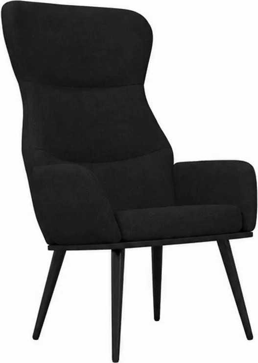 relaxační křeslo, odpočinkové, dřevo/kov/textil, 96x68x79 cm, nohy černé/černá, Dekorino KR20260060