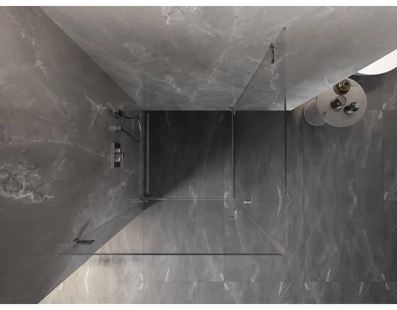 Mexen Lunar-B Duo, výklopný sprchový kout 100 x 100 cm, 8mm čiré sklo, chromový profil, 832-100L-100P-01-00